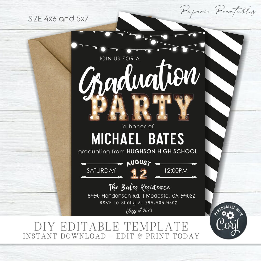 EDITABLE Graduation Party Invitation, Graduation Party Template, Photo ...