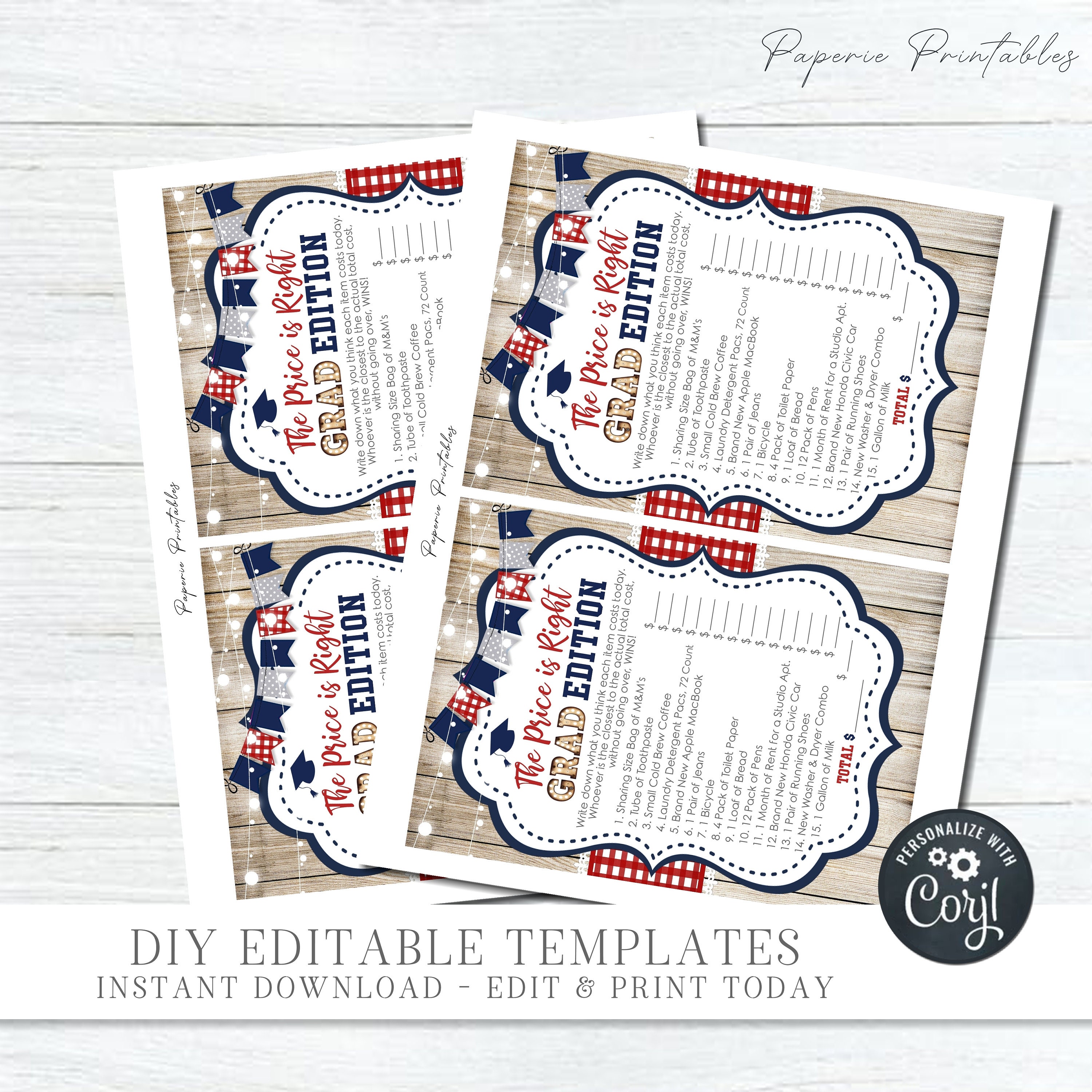 Editable Graduation Party Games Price is Right Graduation | Etsy