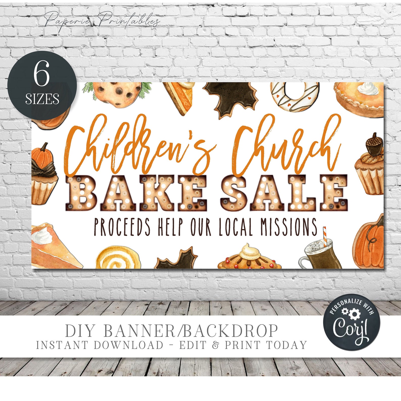 EDITABLE Thanksgiving Bake Sale Backdrop, Bake Sale Banner, Church Bake ...