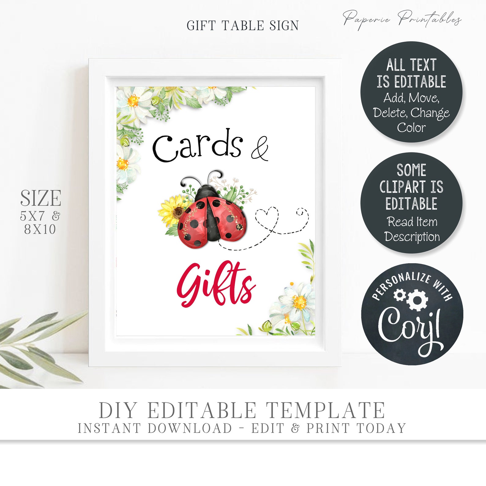 EDITABLE Ladybug Party Decorations Ladybug Party Signs - Etsy