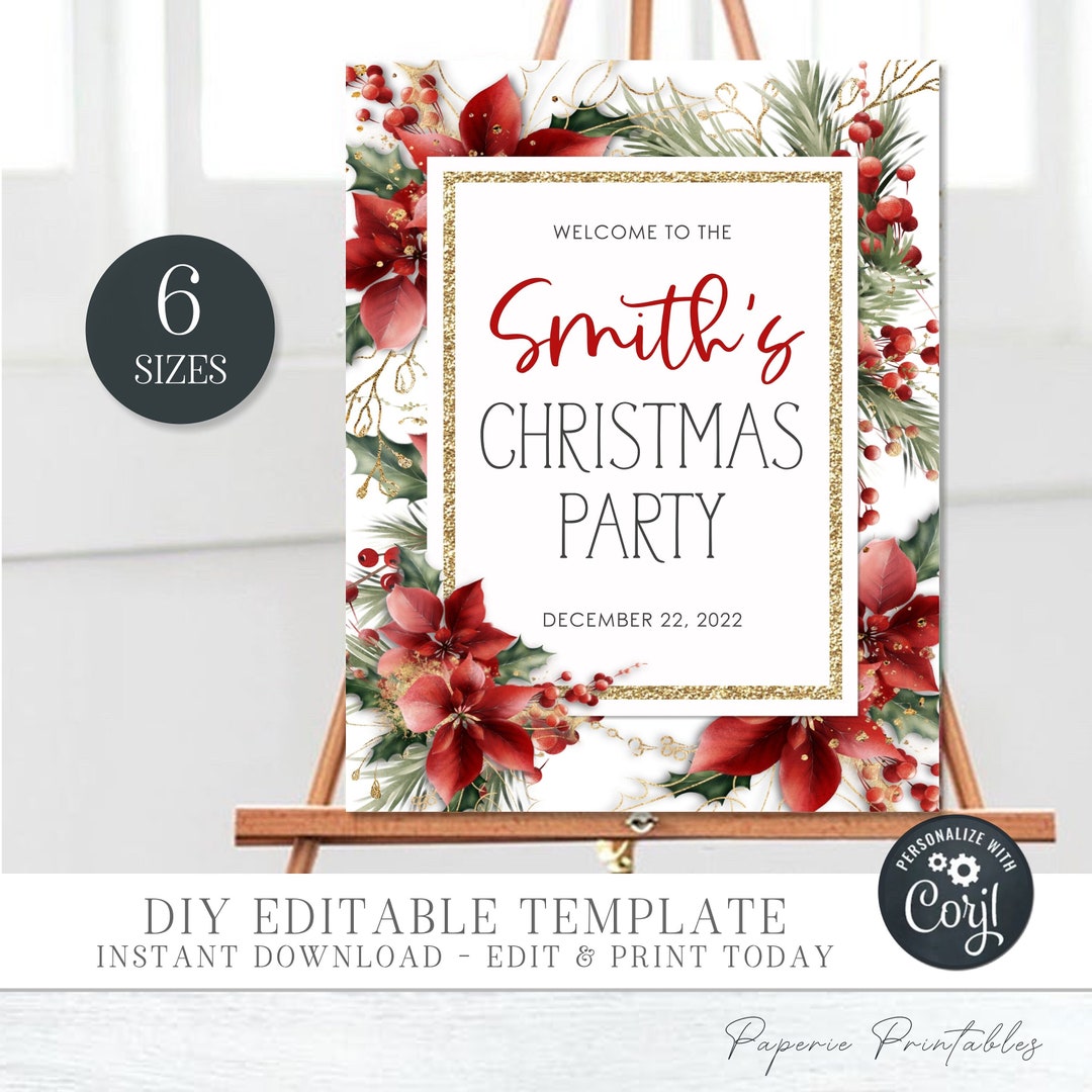 Editable Christmas Welcome Sign, Holiday Welcome Sign, Christmas ...