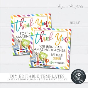 EDITABLE End of School Teacher Appreciation Tag, Teacher Appreciation ...