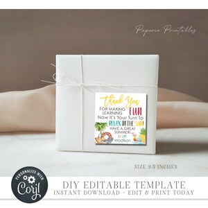 EDITABLE End of School Teacher Gift Tags, Teacher Appreciation Gift ...