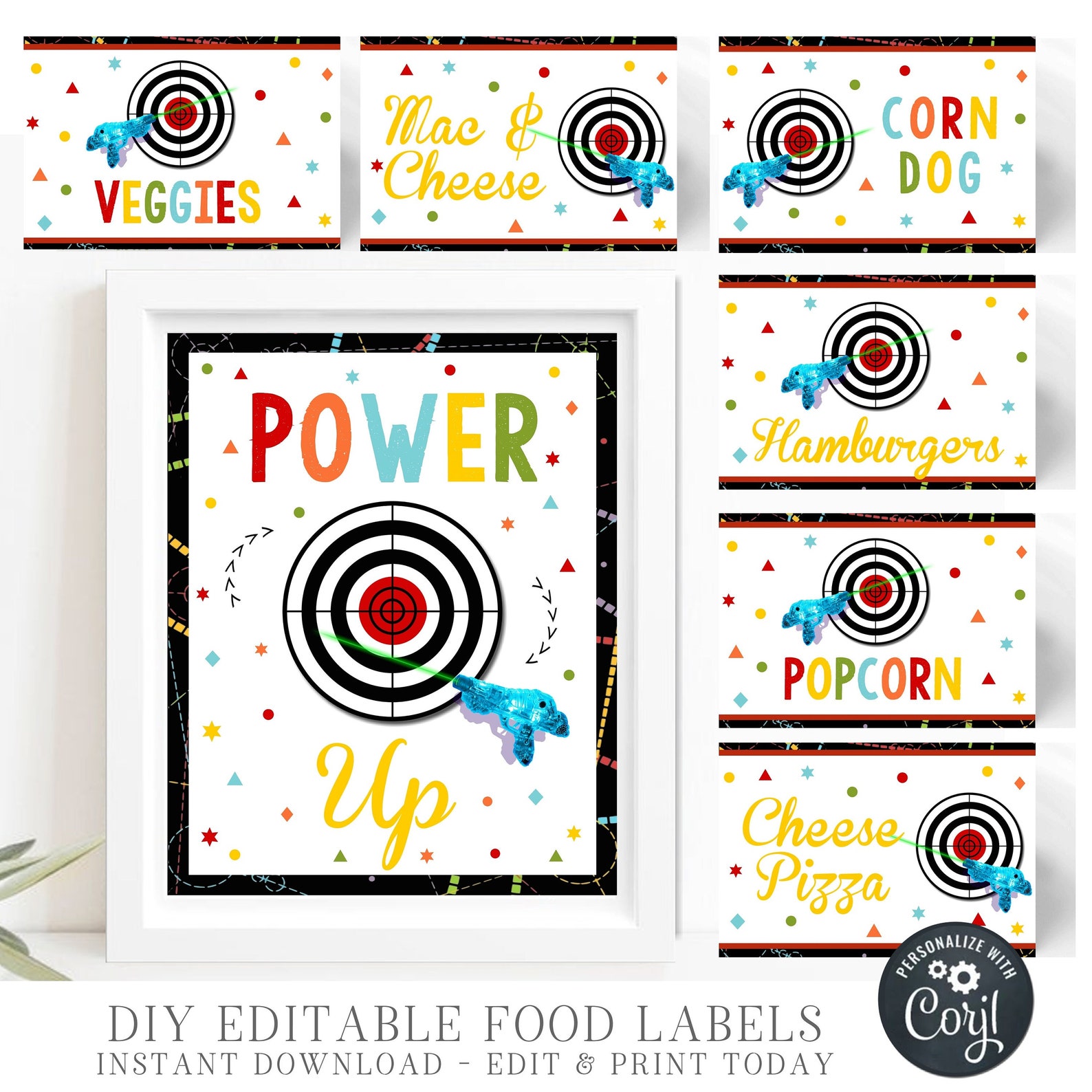 Editable Laser Tag Food Label Tent Cards (digital Download) #BP08 - Etsy