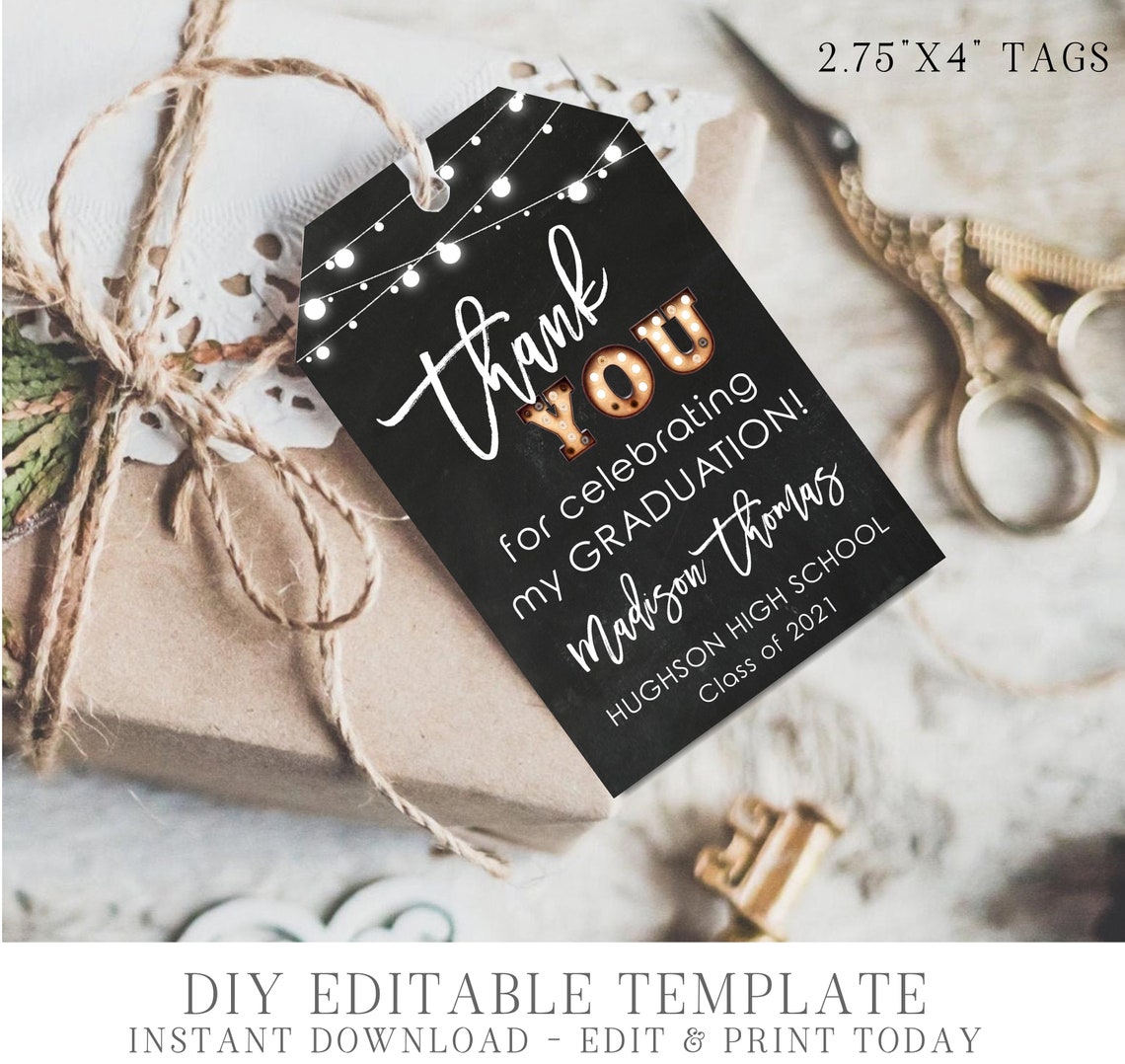 EDITABLE Graduation Party Favor Tags Masculine Graduation - Etsy