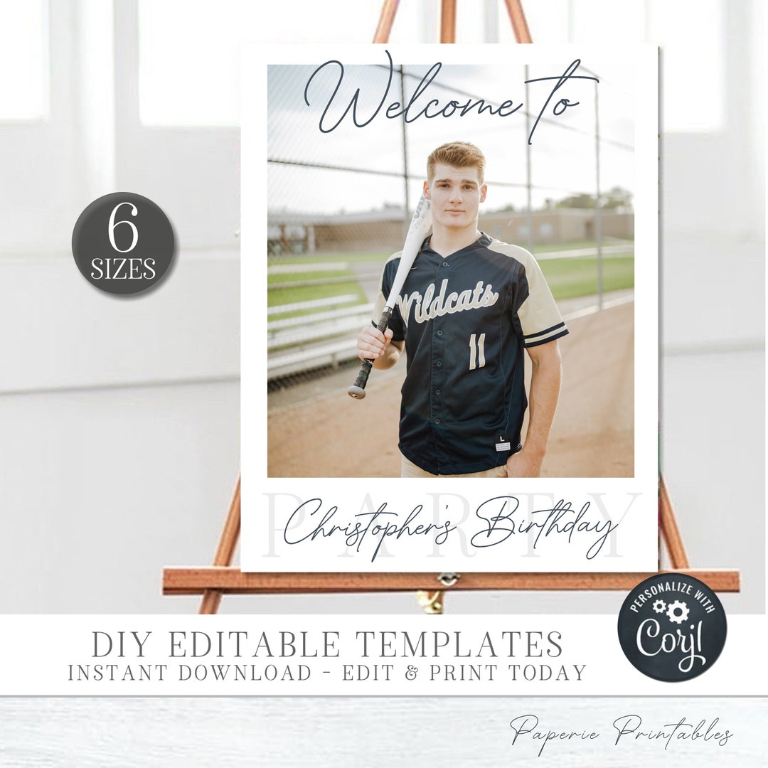 EDITABLE Birthday Welcome Sign, Birthday Photo Sign, Welcome Sign ...