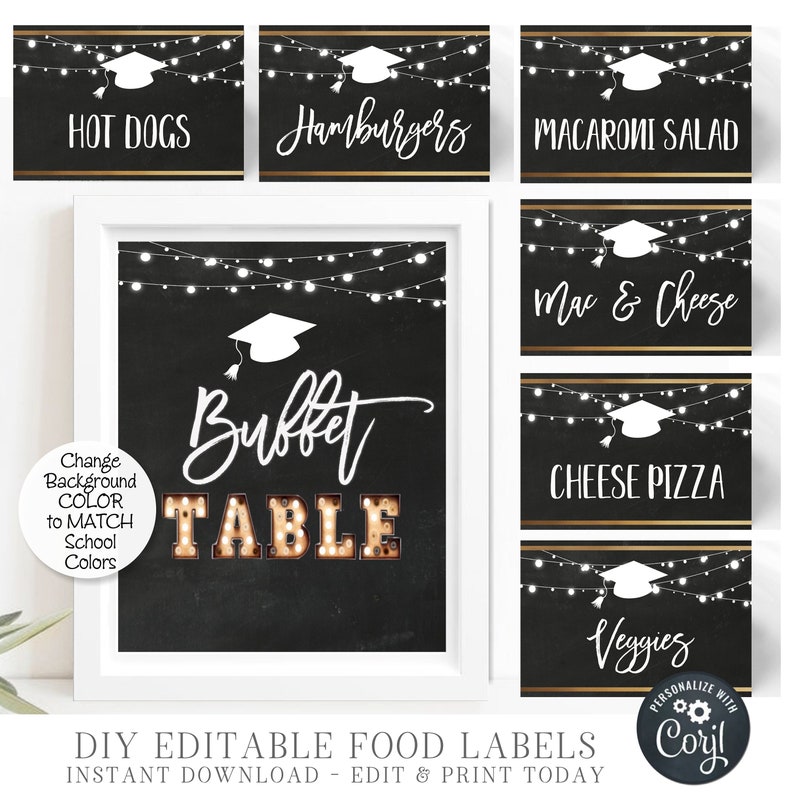 EDITABLE Graduation Food Tents Graduation Decoration Food - Etsy