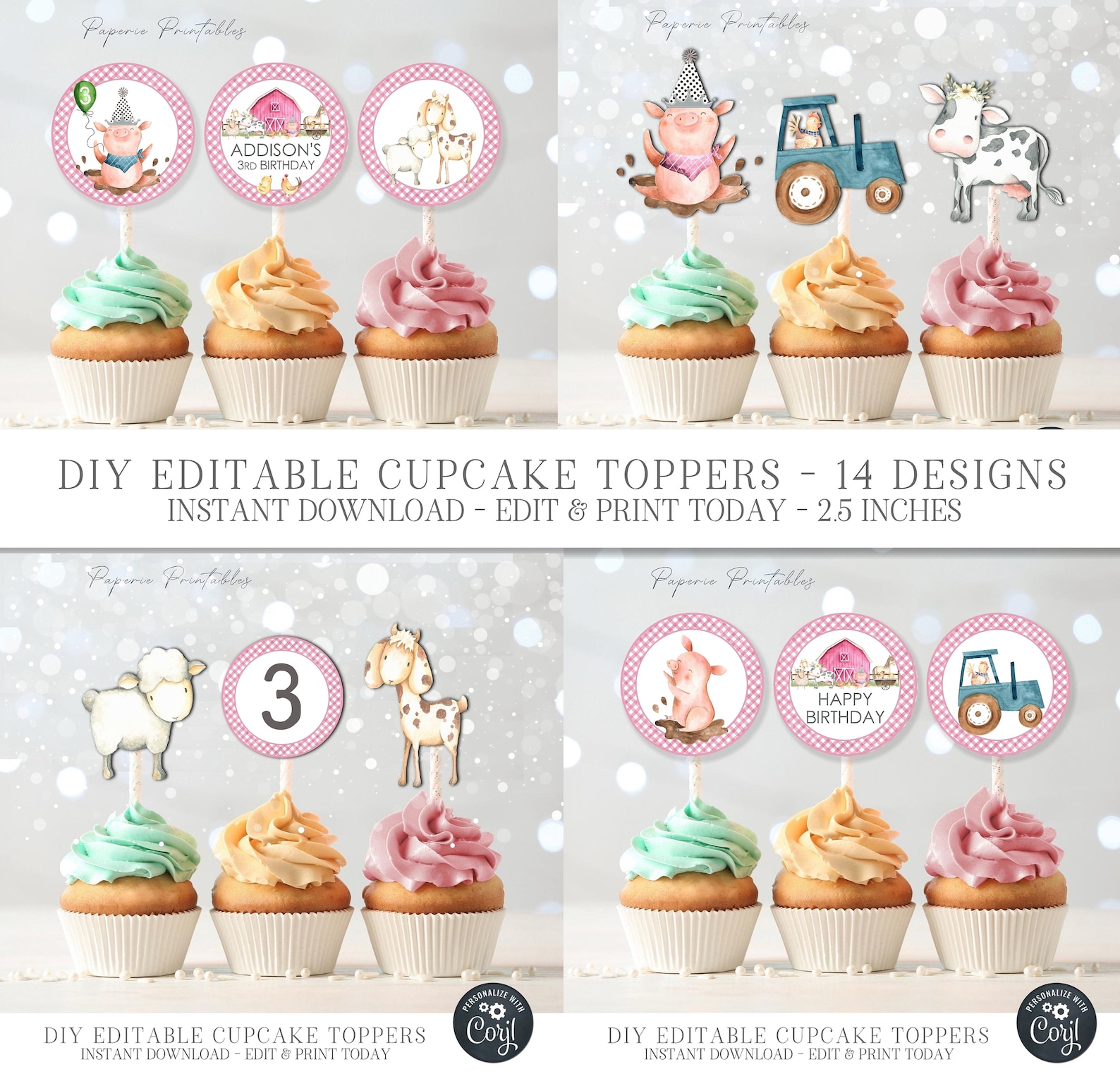 EDITABLE Girl Farm Birthday Bundle Barnyard Birthday DIY - Etsy