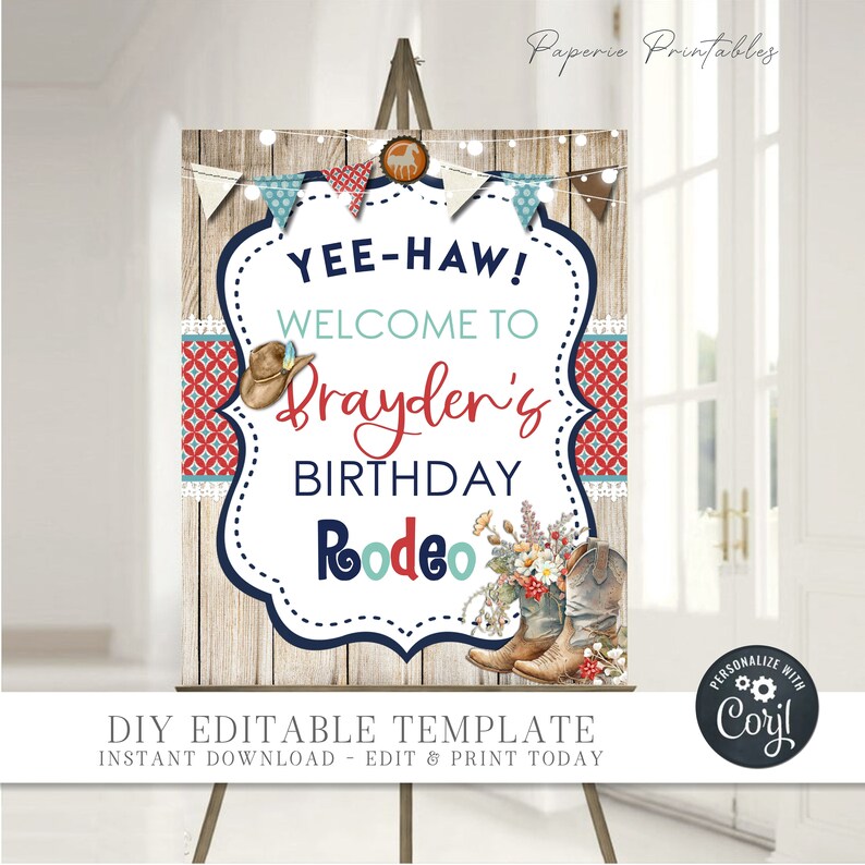 EDITABLE Cowboy Party Signs Western Party Signs Cowgirl - Etsy