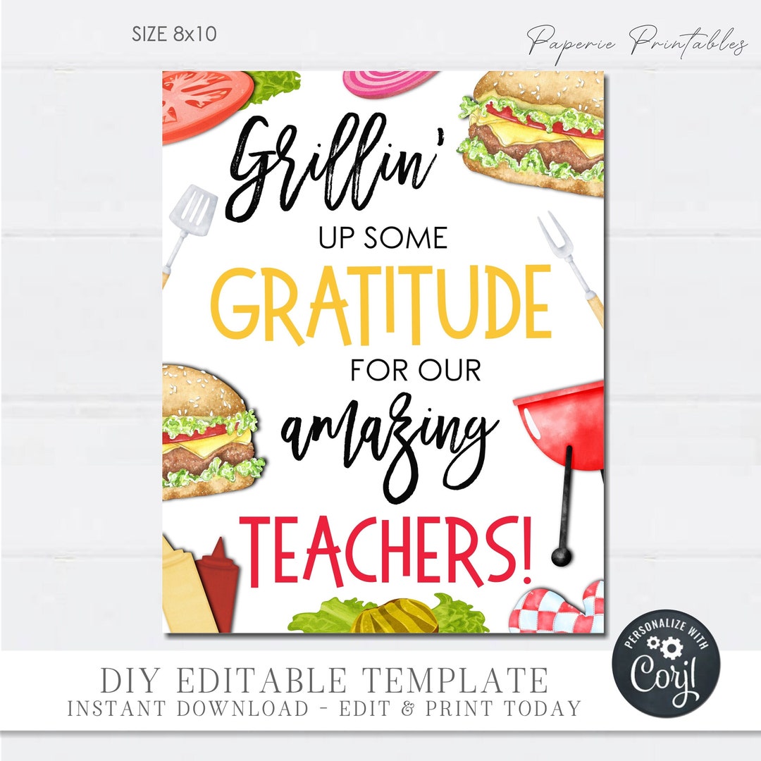 EDITABLE Hamburger Appreciation Sign, Teacher Appreciation Sign ...