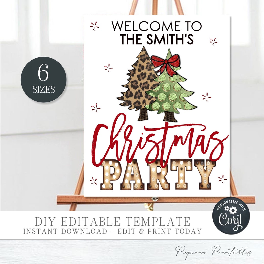 Editable Christmas Party Welcome Sign: DIY Holiday Decor (digital ...