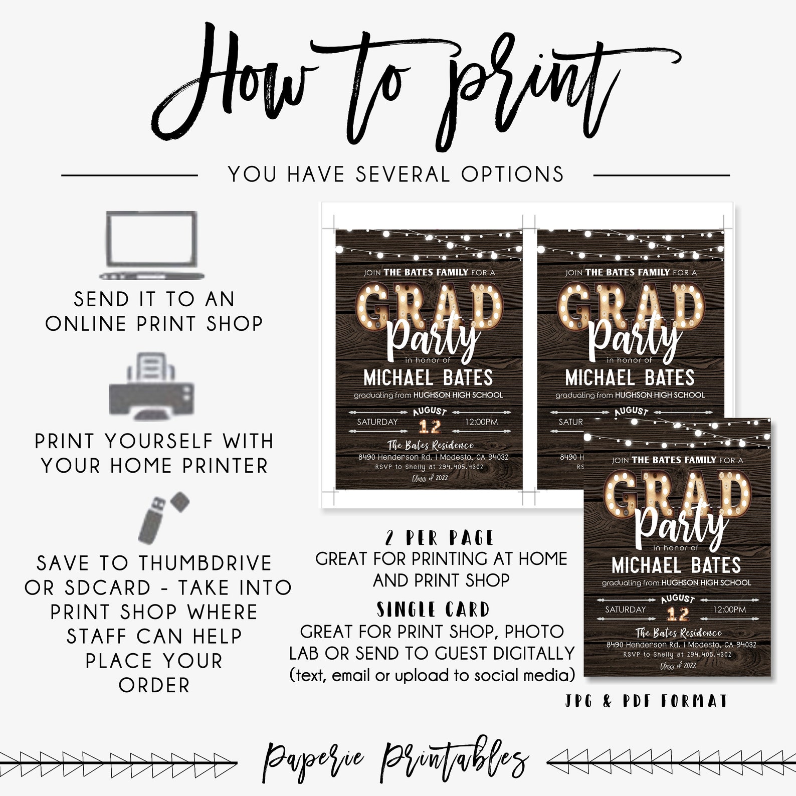 EDITABLE Country Graduation Party Template Rustic Graduation - Etsy