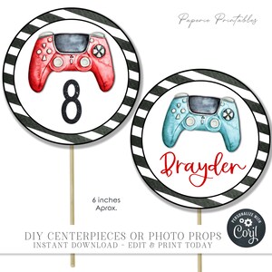 EDITABLE Gaming Party Decorations, Video Game Birthday Party ...