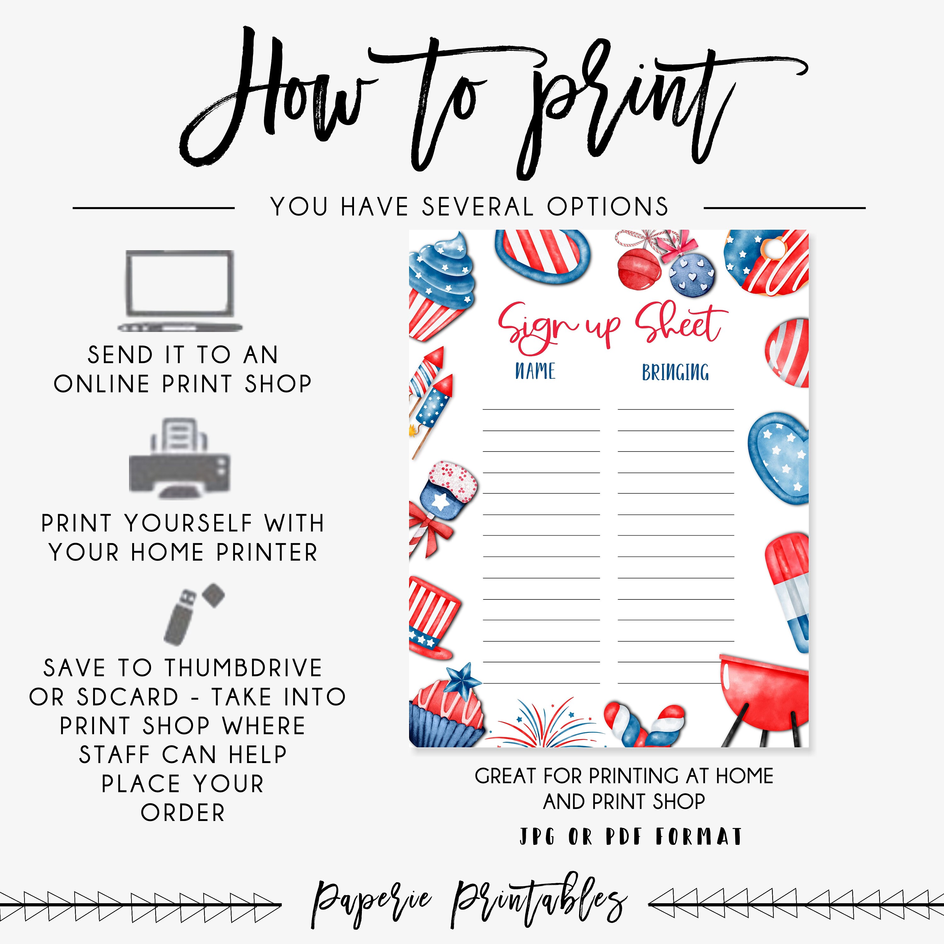 Editable 4th of July Potluck Sign up Sheet (DIY Corjl Template) - Etsy