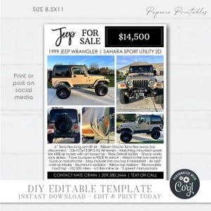 EDITABLE Vehicle for Sale Flyer, Truck for Sale Flyer, Jeep for Sale ...