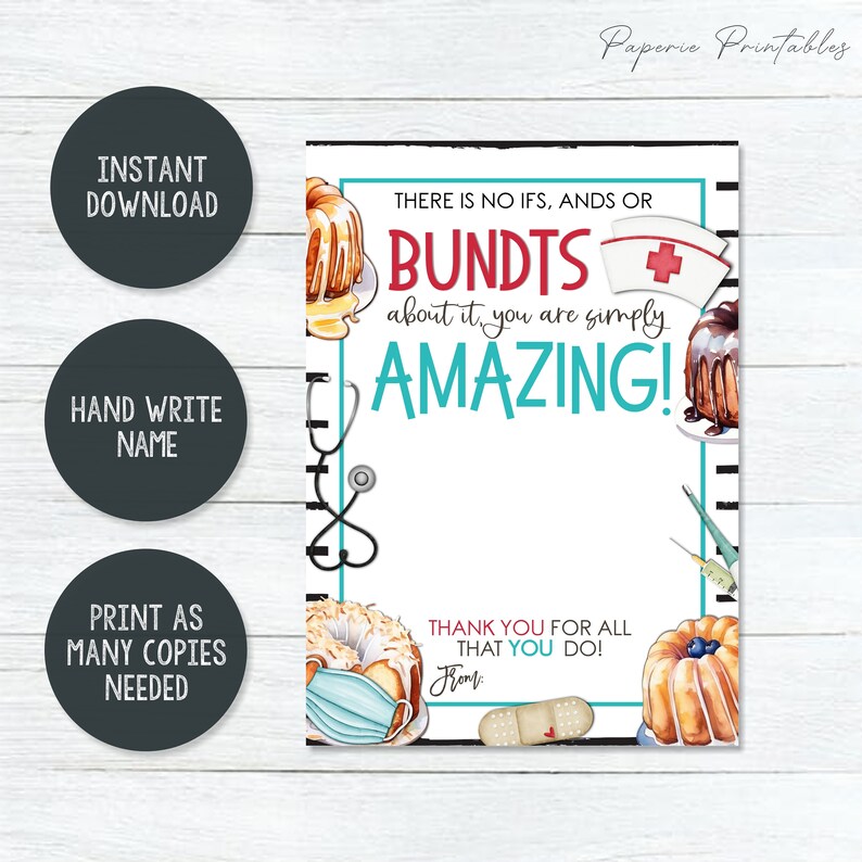 Editable Nurse Appreciation Gift Card Holder: Bundts Theme (DIY Corjl ...