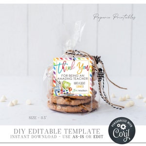 EDITABLE End of School Teacher Appreciation Tag, Teacher Appreciation ...