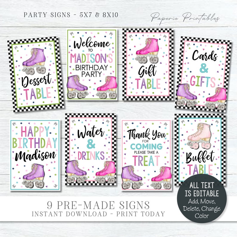 Editable Roller Skating Party Signs Skating Party Signs - Etsy