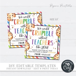 Editable Teacher Appreciation Gift Tag: Chip Chip Hooray (digital ...