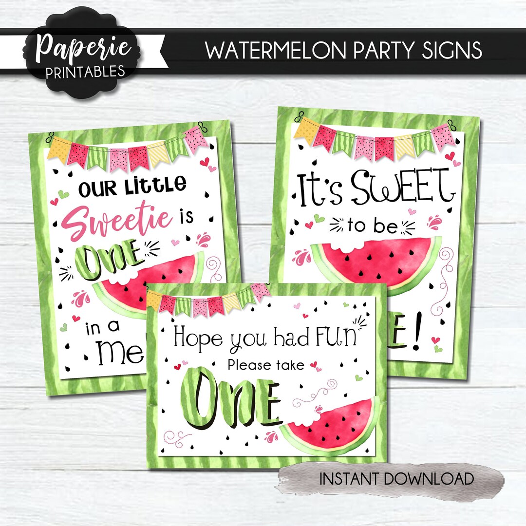 Watermelon Party Signs - One in a Melon Party Signs - Watermelon Party ...