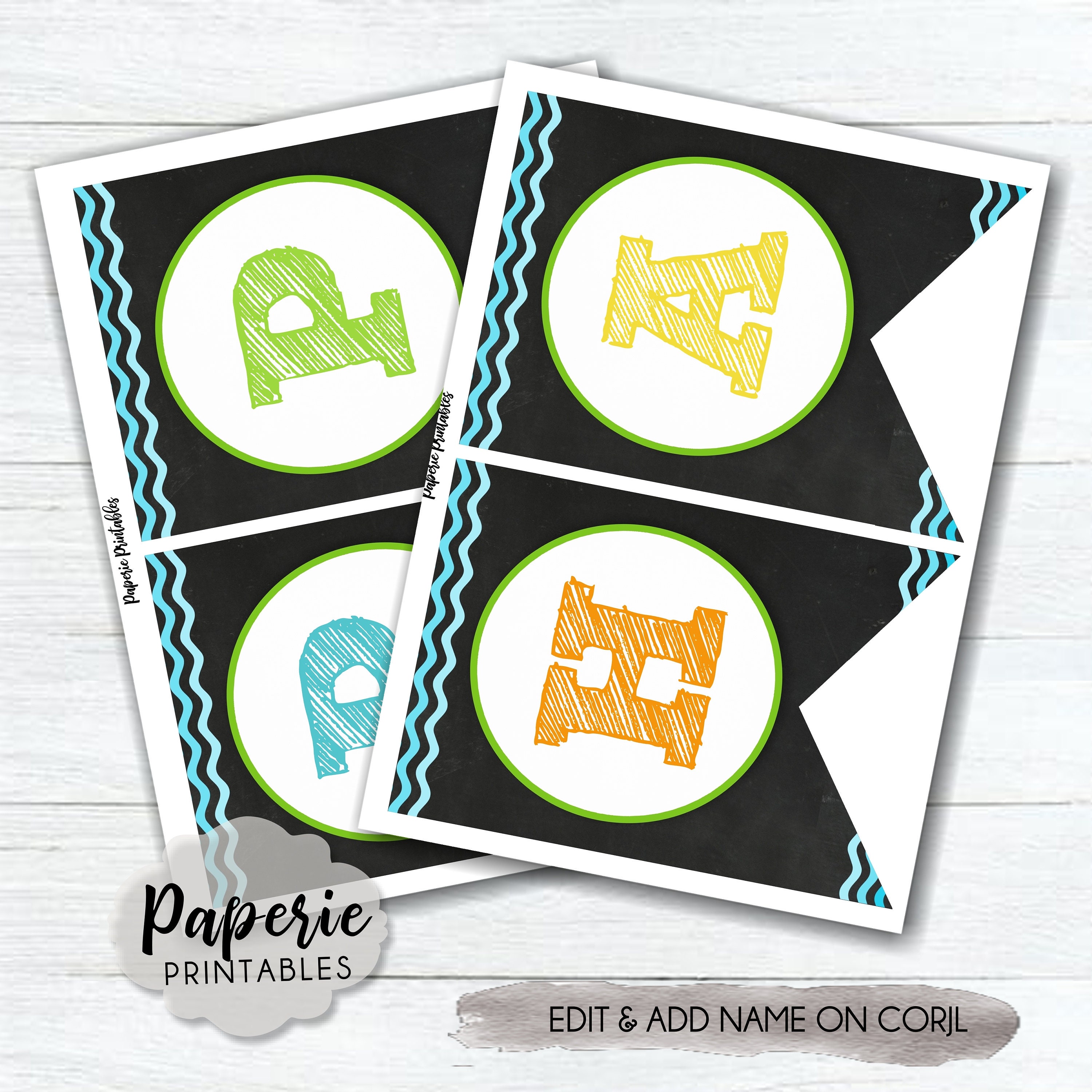 Banners & Signs Size 5x7 #BP70 Edit with Corjl DIY Pennant Banner ...