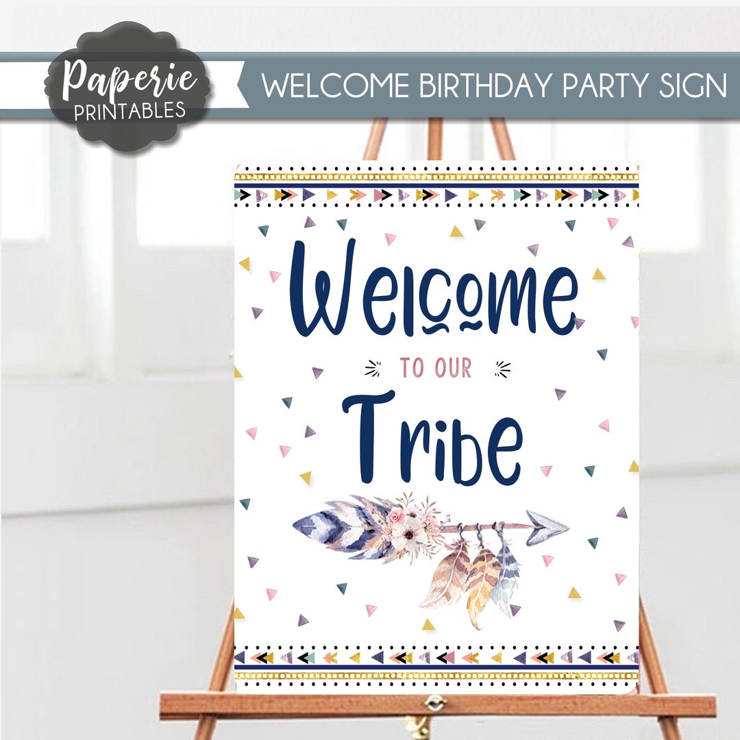 Boho Welcome Party Sign: Tribal Adventure Theme (instant Download) - Etsy