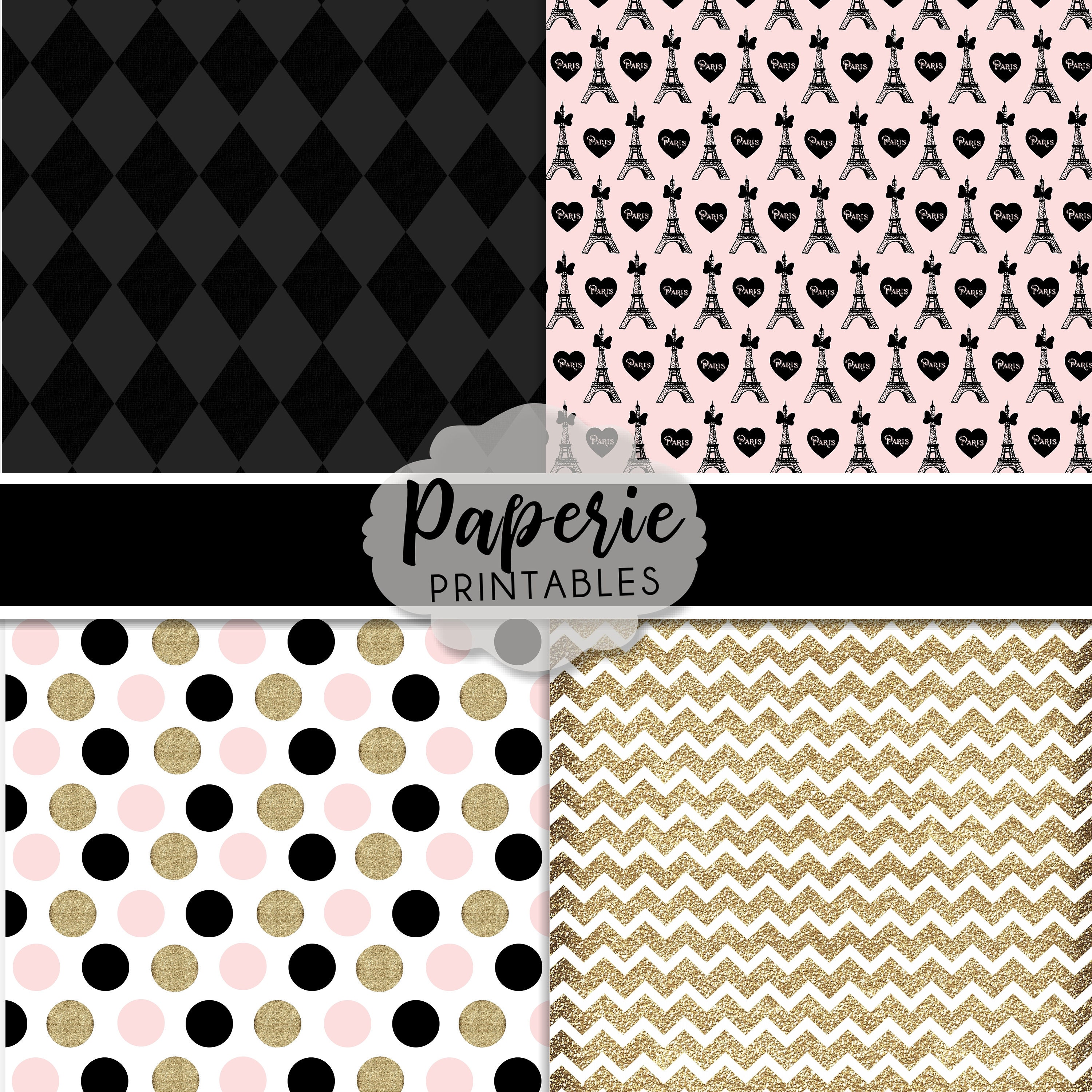 Paris Pattern Digital Paper 12x12 Digital Scrapbooking Paper | Etsy