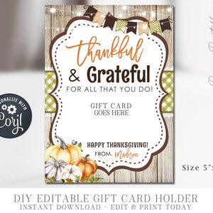 Editable Thanksgiving Gift Card Holder: Thanks a Latte (5x7) (digital ...