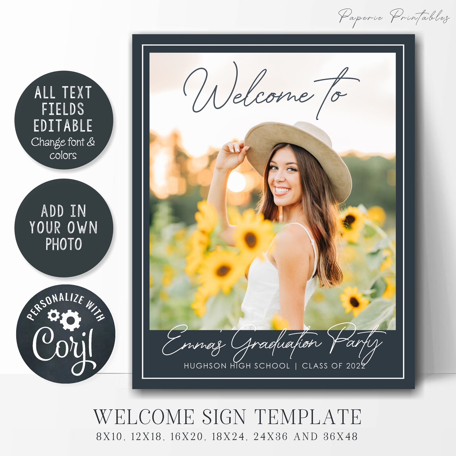EDITABLE Graduation Welcome Sign Graduation Photo Sign - Etsy