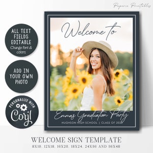 EDITABLE Graduation Welcome Sign, Graduation Photo Sign, Welcome Sign ...
