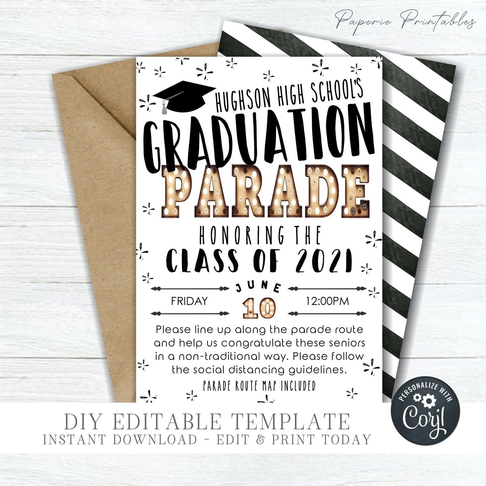 Editable Graduation Parade Flyer: Senior Send off (DIY Corjl Template ...