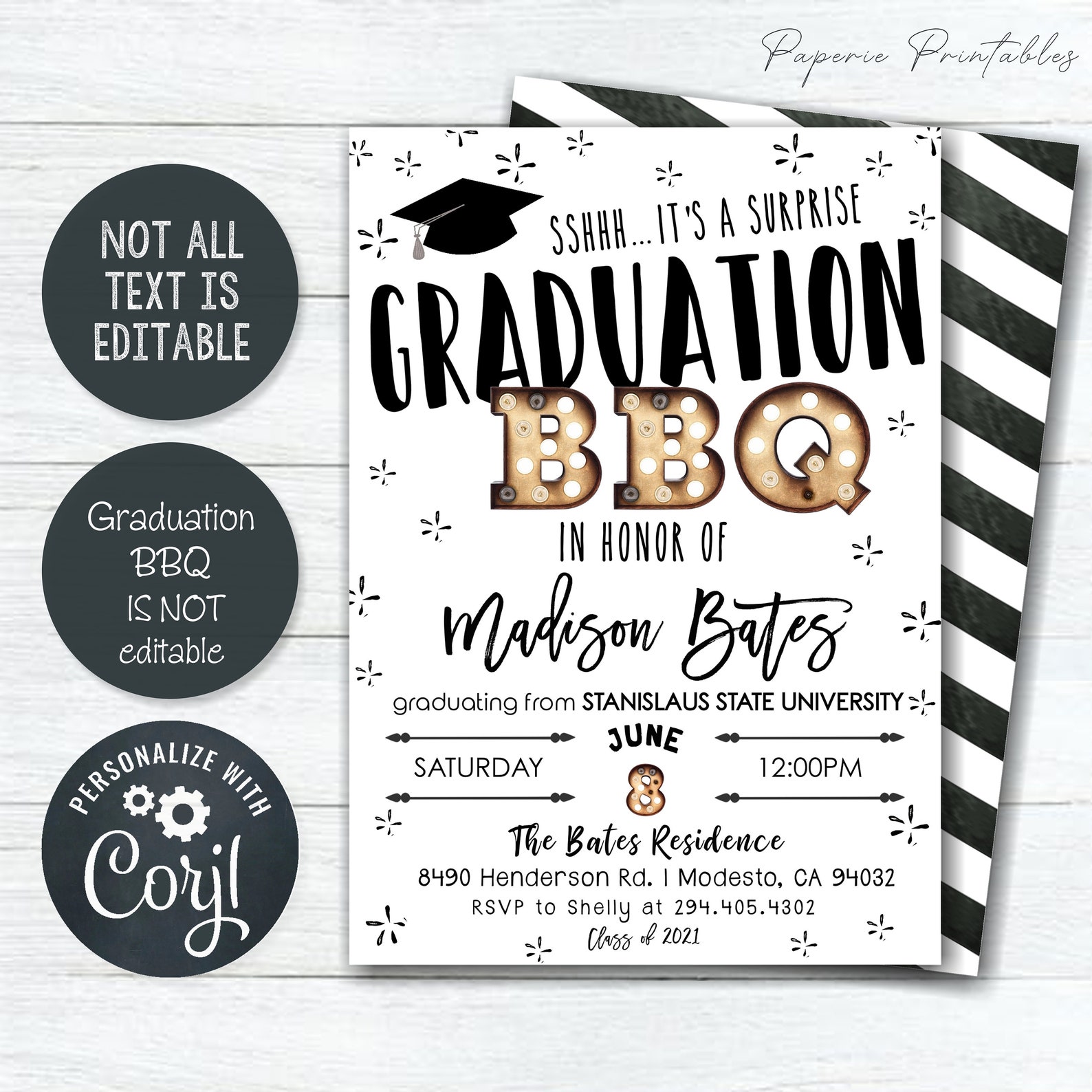 EDITABLE Graduation BBQ Invitation Graduation Party Template - Etsy