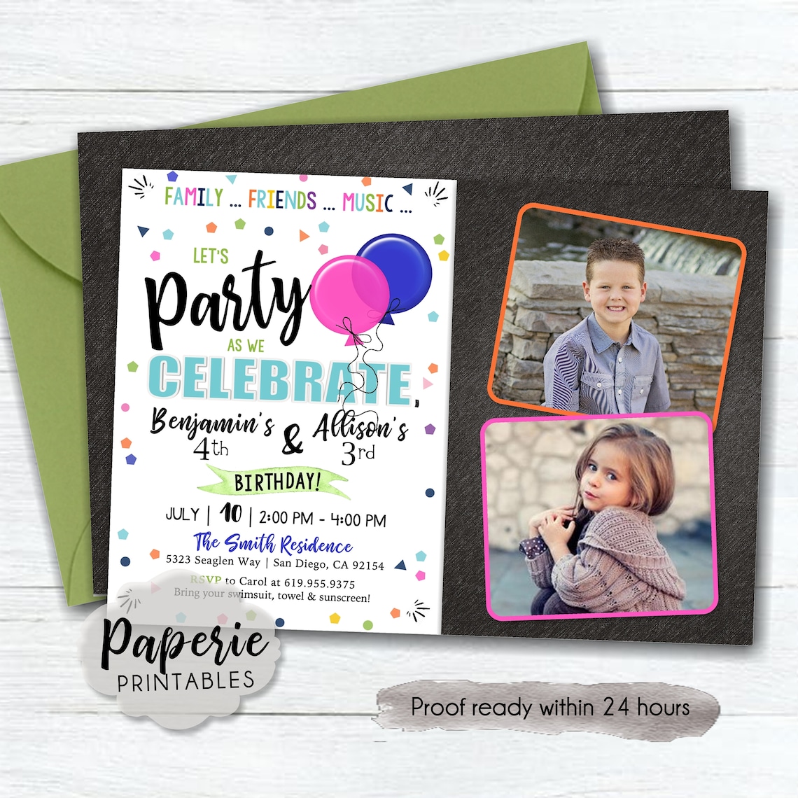 Colorful Birthday Party Invitation Birthday Party Invitation | Etsy
