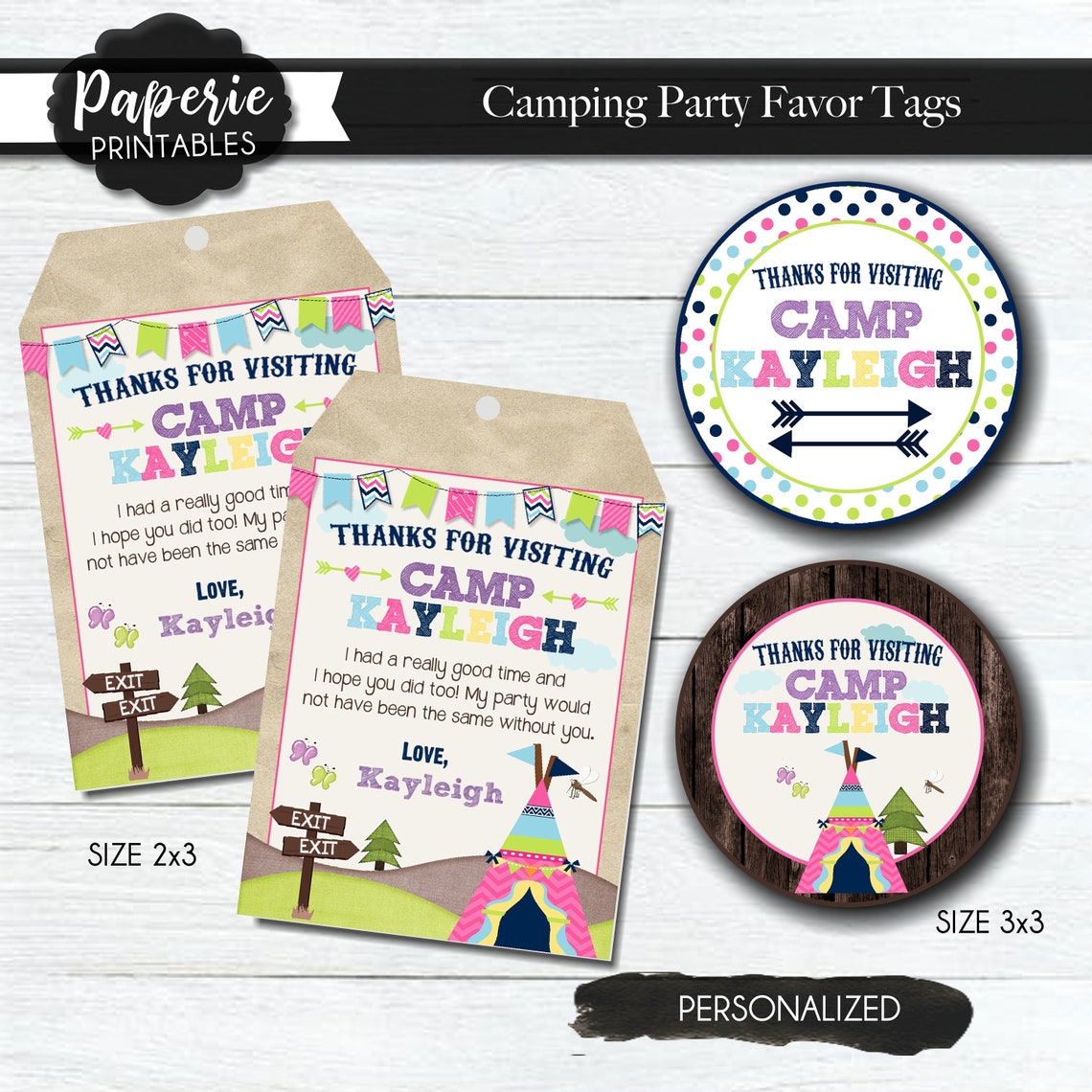 Camping Birthday Party Favor Tags Camping Party Favor Tags - Etsy