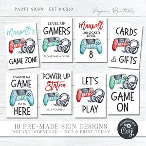 Editable Video Game Party Signs, Gaming Party Signs, Gaming Birthday ...