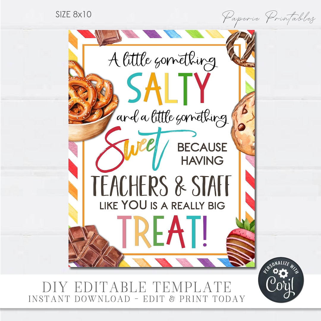 EDITABLE Salty and Sweet Appreciation Sign, Teacher Appreciation Sign ...