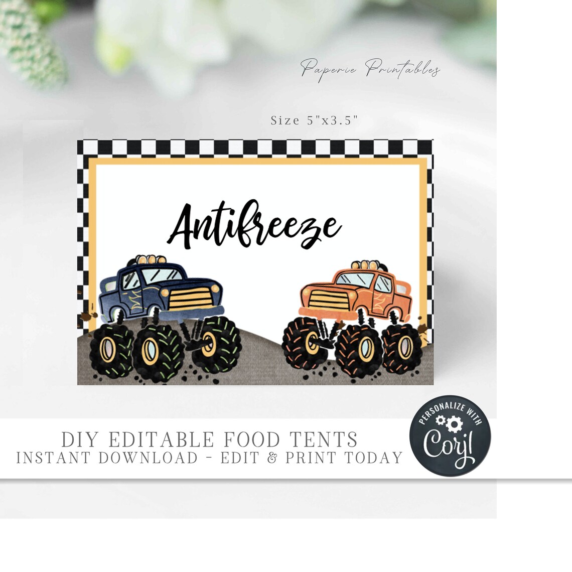 EDITABLE Monster Truck Food Label Tent Card Monster Truck - Etsy