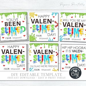 EDITABLE Slime Valentine Cards, Valen-slime Cards, School Valentine ...