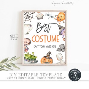 EDITABLE Best Costume Halloween Printable, Best Costume Halloween ...
