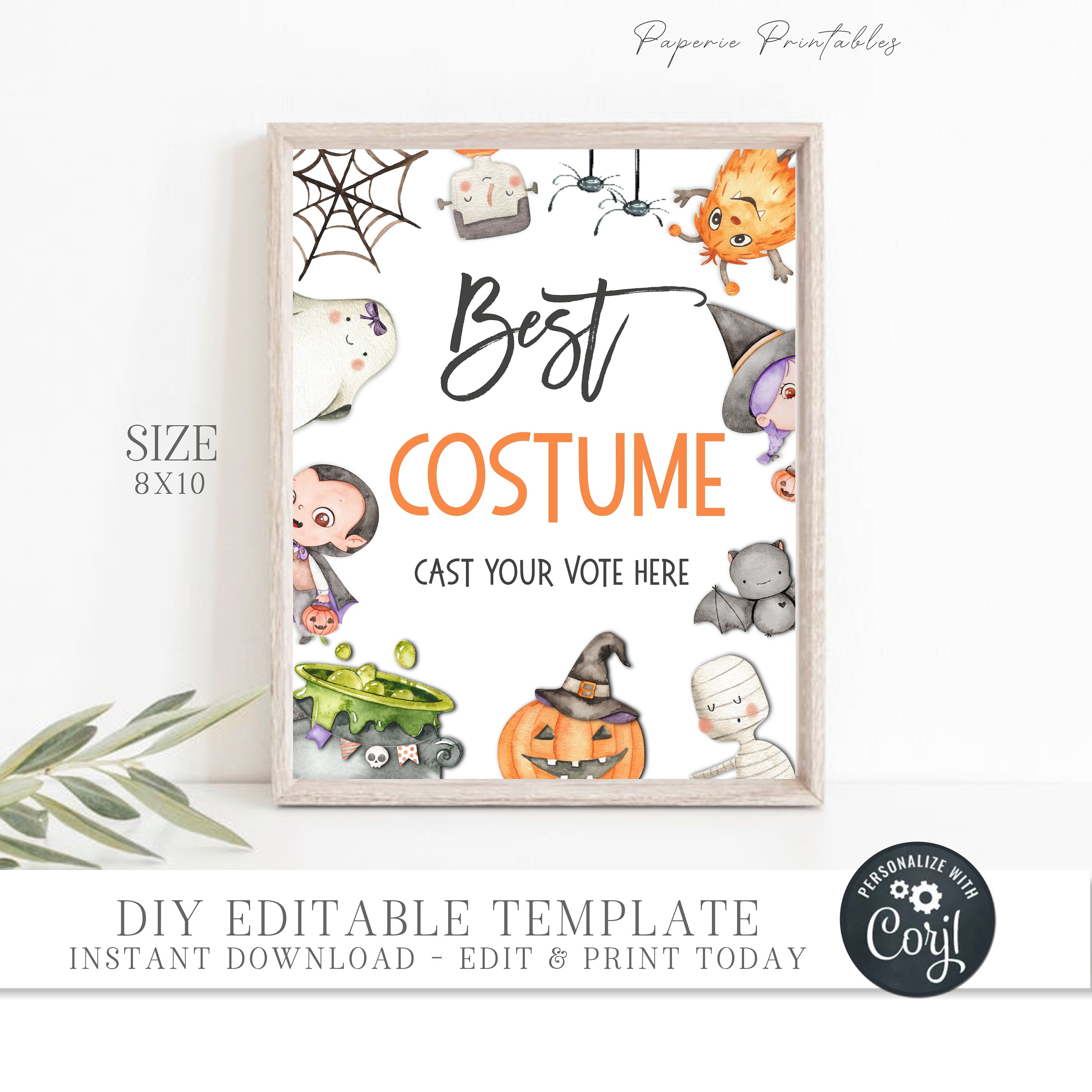 Editable Halloween Costume Contest Sign & Voting Cards (digital ...
