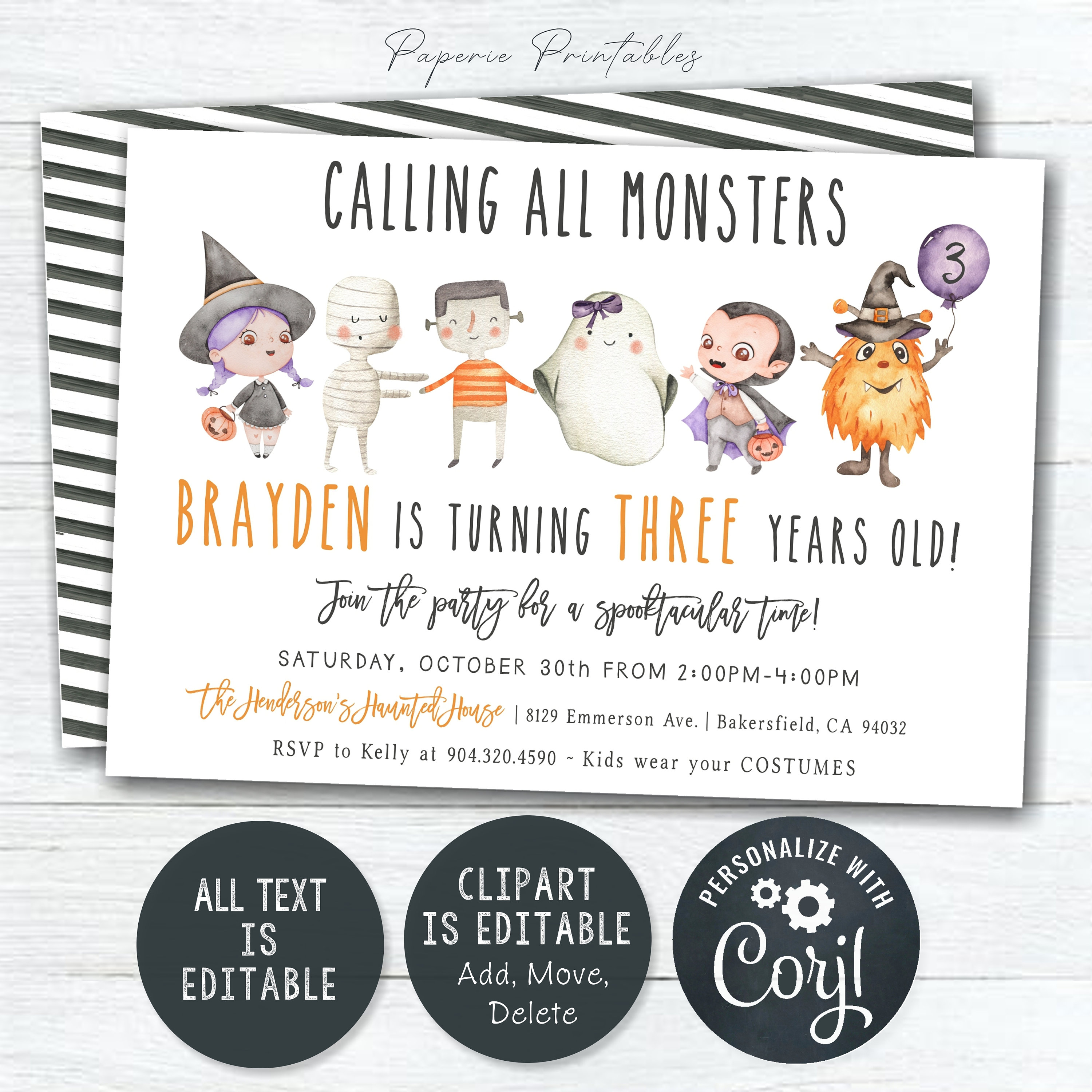 EDITABLE Halloween Birthday Invitation Halloween Birthday | Etsy