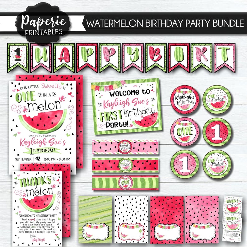 Watermelon Birthday Party Bundle One in a Melon Birthday - Etsy