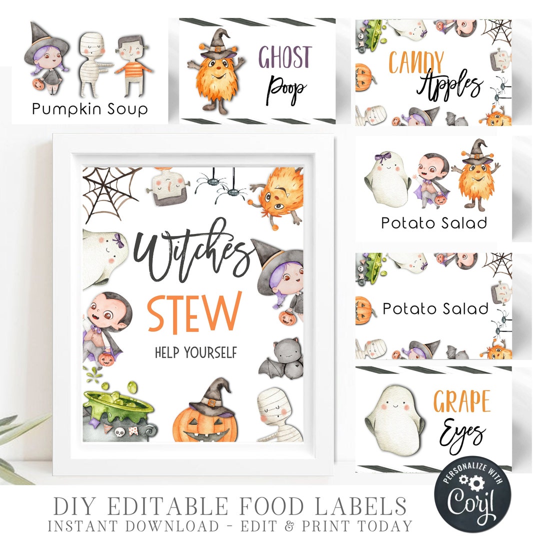 Editable Halloween Food Labels: DIY Party Decoration (corjl) - Etsy
