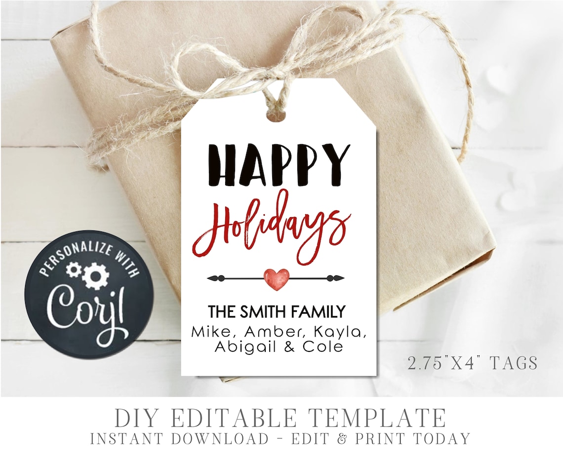 Editable Christmas Gift Tags - DIY Gift Tags - Merry Christmas Gift ...