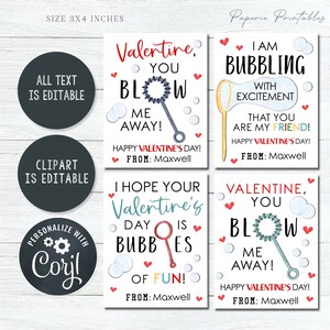 EDITABLE Bubbles Valentine Cards, Kid Valentine Cards, School Valentine ...