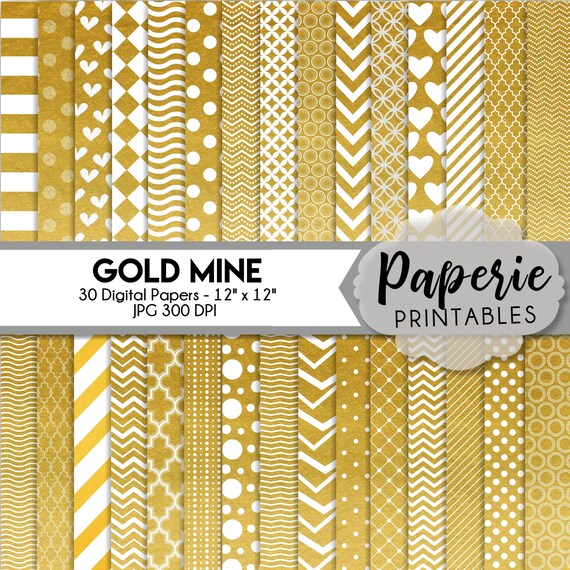 Gold & White Pattern Digital Paper 12x12 Digital | Etsy