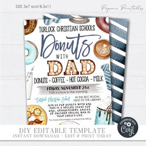 EDITABLE Donuts With Dad Flyer, Father Appreciation Breakfast, Father's ...