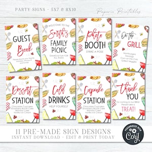 Editable BBQ Party Signs: Summer Cookout Decor (DIY Corjl Template) # ...