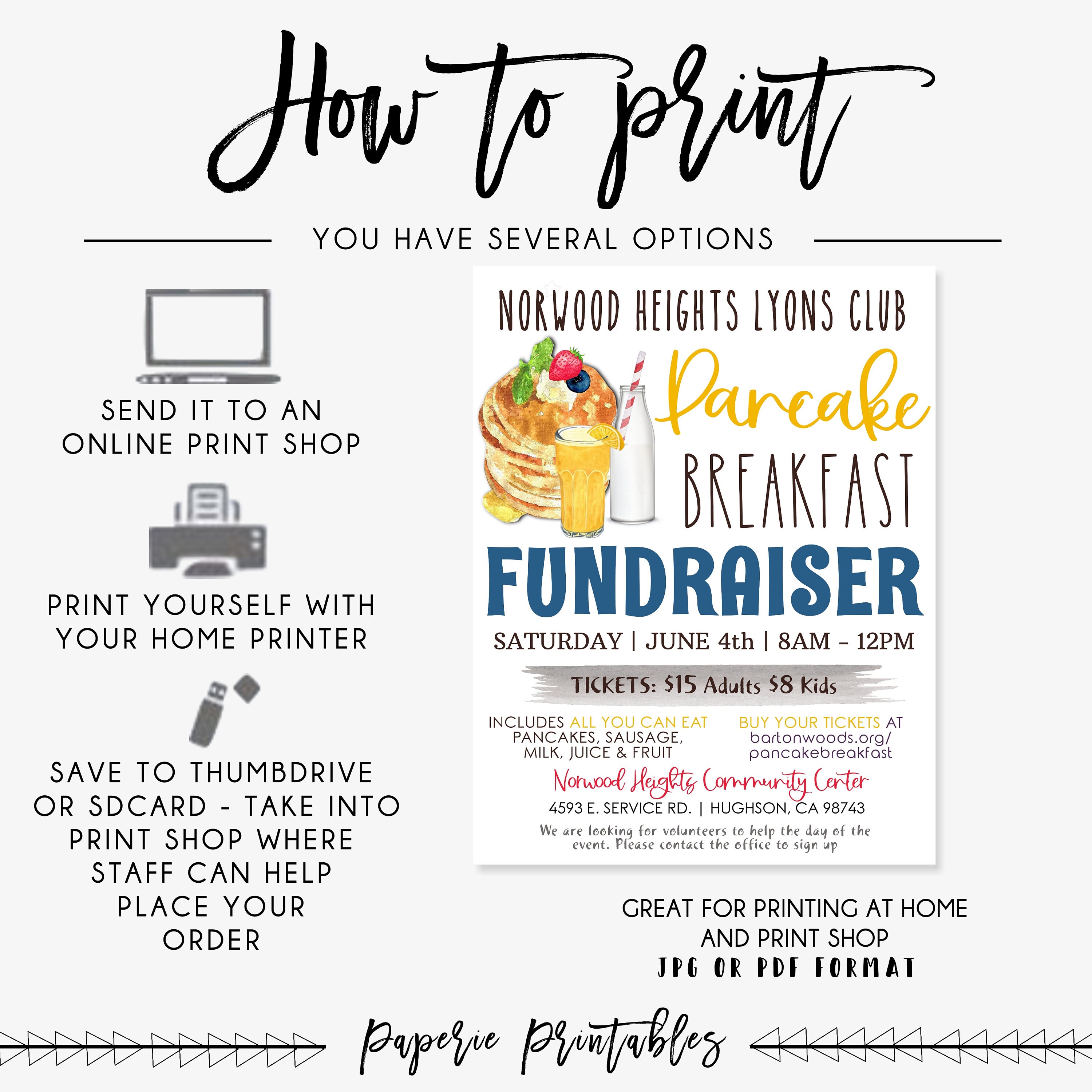 EDITABLE Pancake Breakfast Invitation Pancake Breakfast Flyer - Etsy