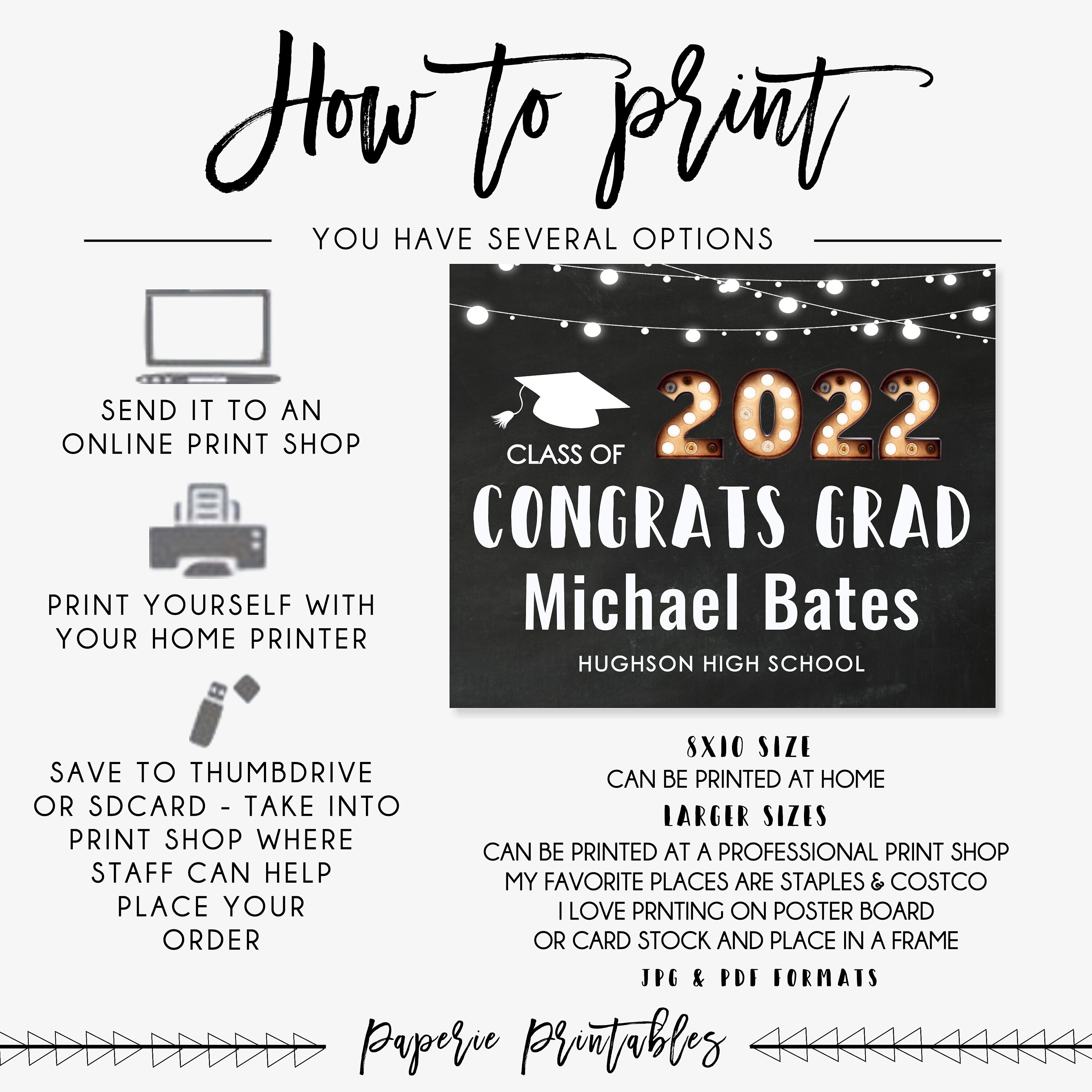 EDITABLE Graduation Yard Sign Class of 2022 Graduation Sign | Etsy